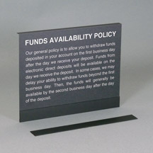NetBankStore.com: Drive-Up 10w x 6.75h Funds Availability Sign